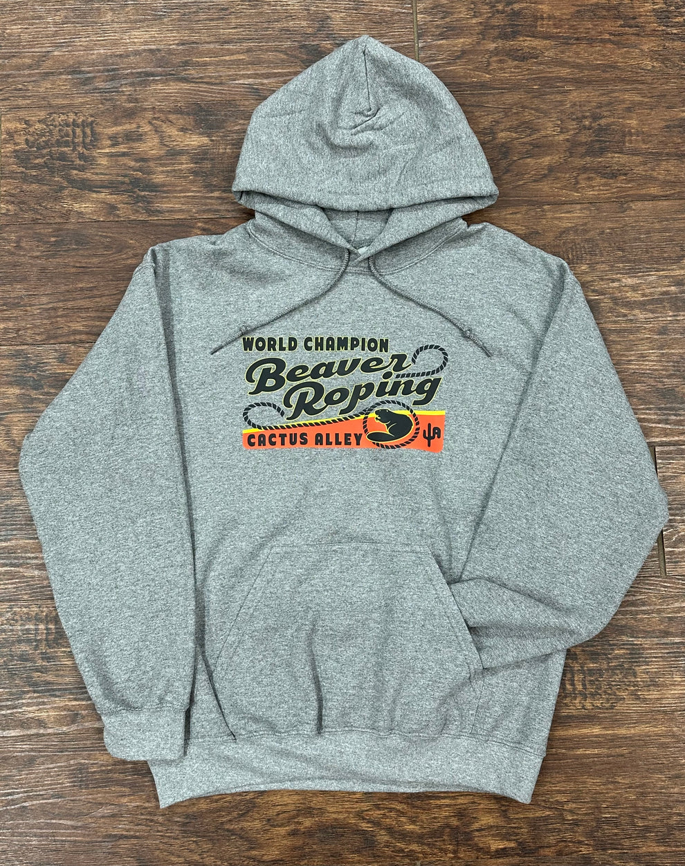 "Beaver Roping" - Graphite Heather Adult Hoodie – Cactus Alley Hat Co.